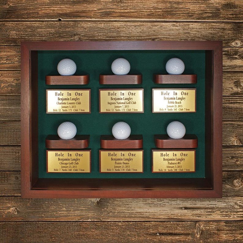 Six Golf Holes-in-one Ball Shadow Box Display ~ 4 Color Options ...