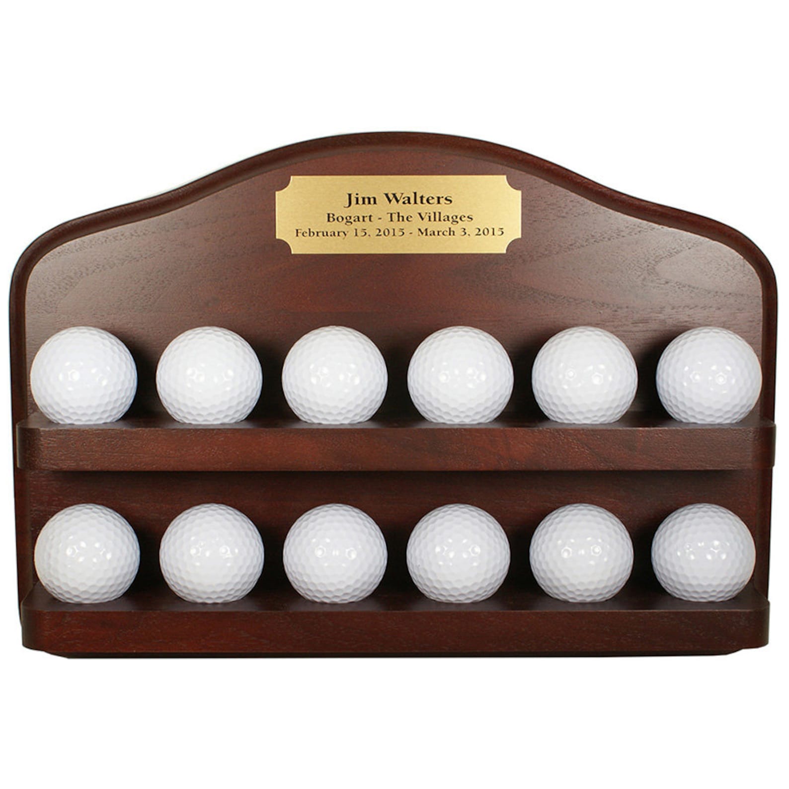 Golf Ball Display With Engraved Plate | Holds 12 Golf Balls | Solid ...