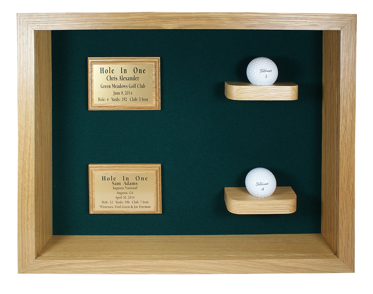 Two Holes-in-one Ball Shadow Box Display Four Color Options Includes ...