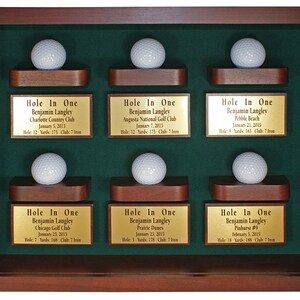 Six Golf Holes-in-one Ball Shadow Box Display ~ Cherry Finish ...