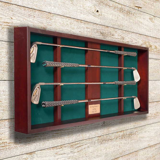 Golf Club Shadow Box Display | Solid Hardwood With Cherry Finish ...