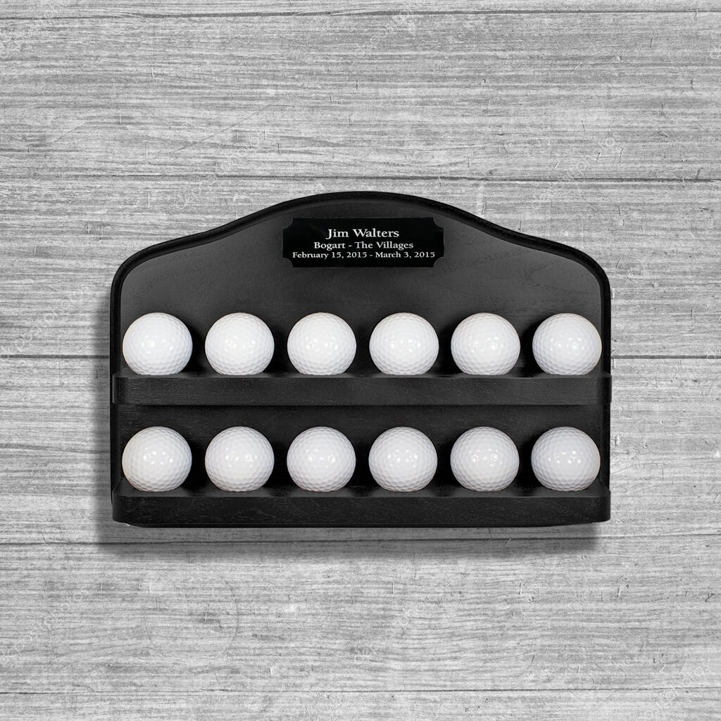 Golf Ball Display With Engraved Plate | Holds 12 Golf Balls | Solid ...