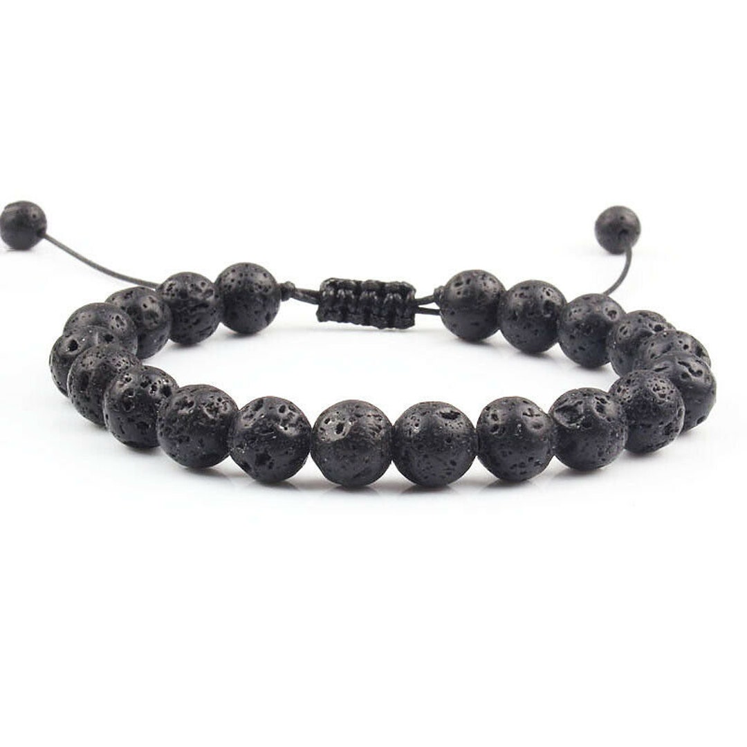 Natural Stone Lava Rock Beaded Bracelet Men's Women's - Etsy