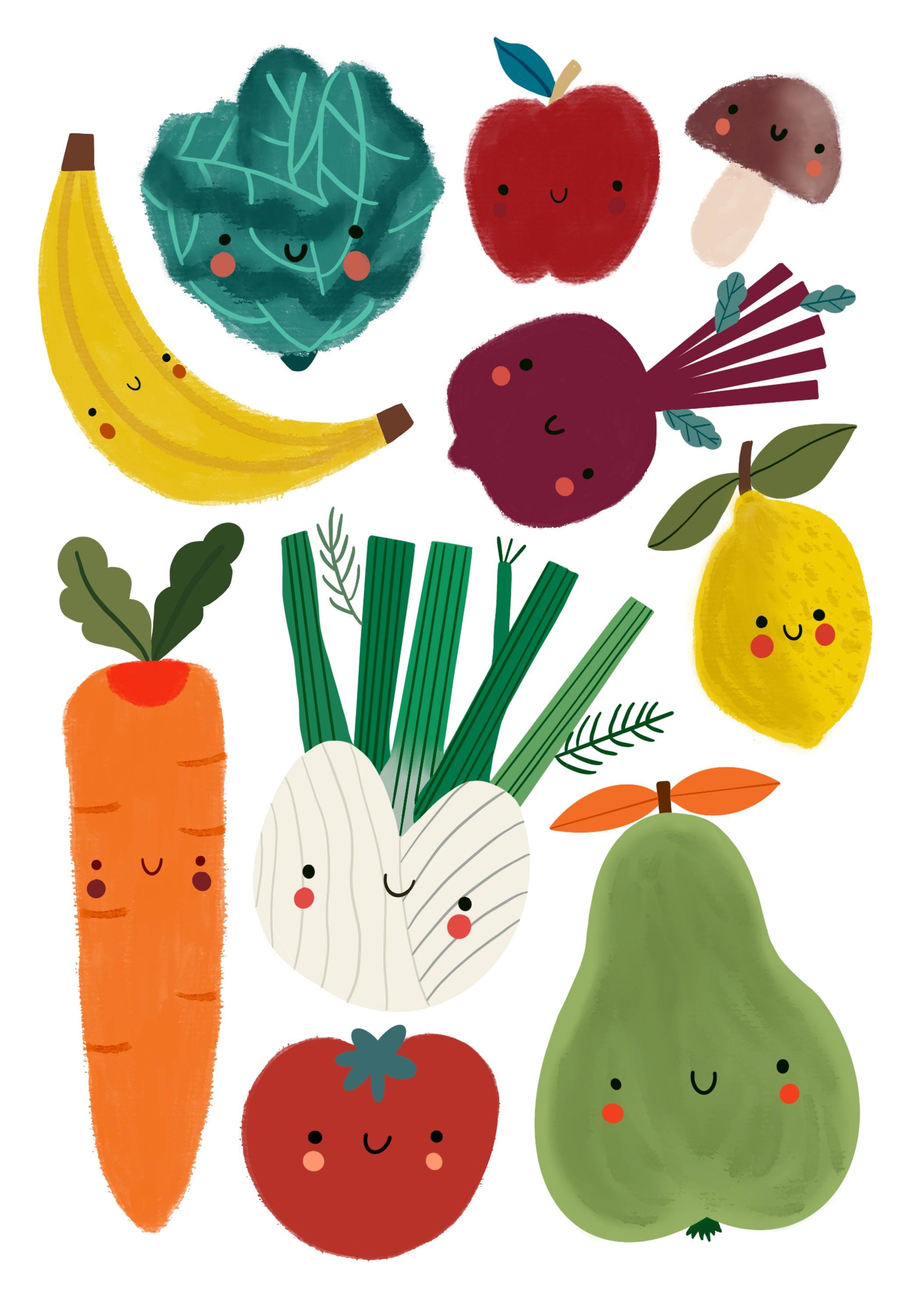 Fruit and Vegetable PNGS, PNG Download, Watercolor Art, Watercolor Art ...