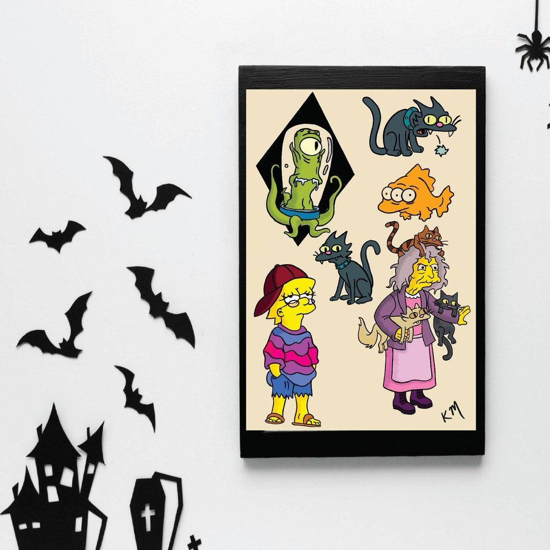 Tattoo Flash Sheet, Tattoo Flash Art Print, Art Print, the Simpsons ...
