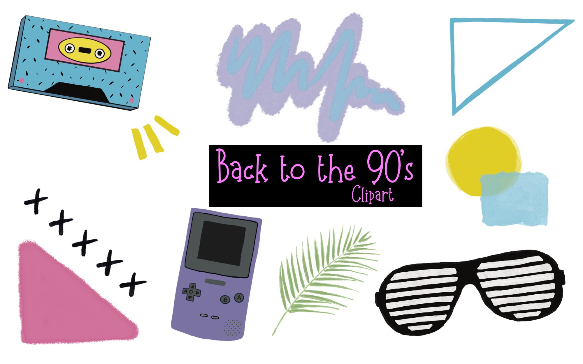 90's Vibes Clipart Digital Clipart, 80s and 90s Digital Design Clipart ...