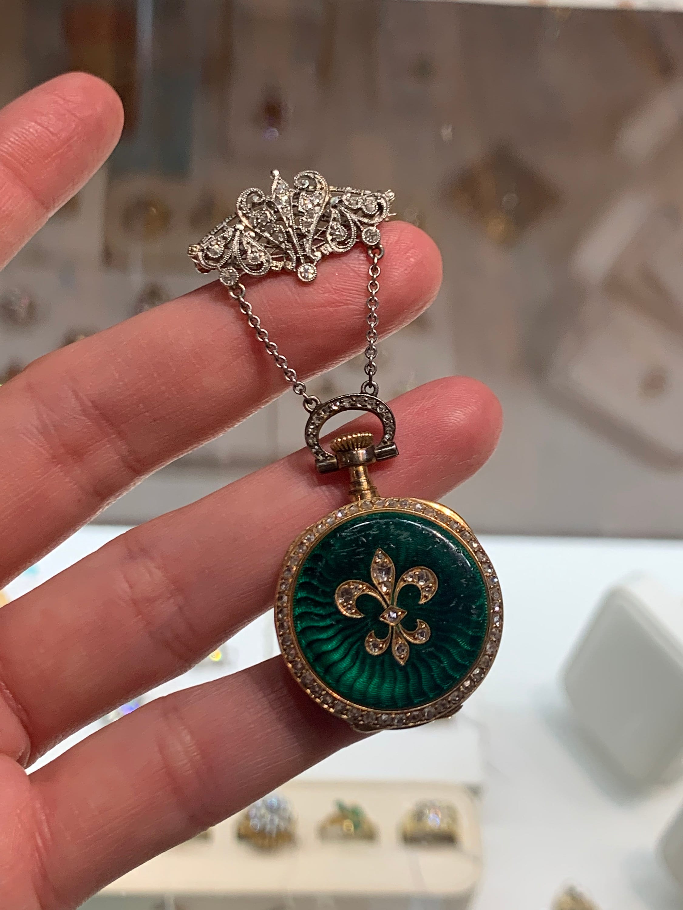 Vintage Enamel Pendant Pocket Watch - Etsy
