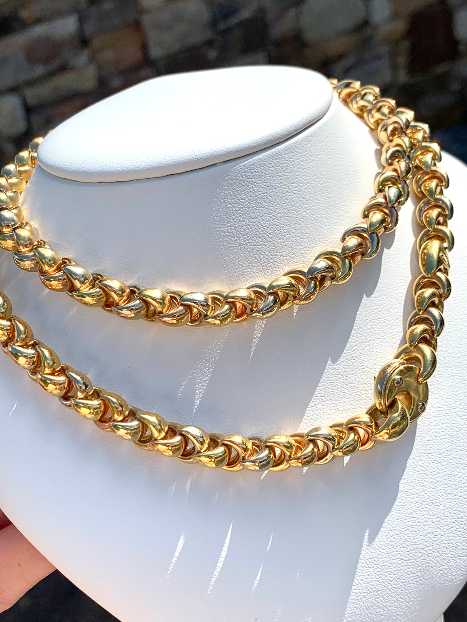 27” Designer MTM 18k Tricolor Half Moon Link Chain Necklace - Etsy