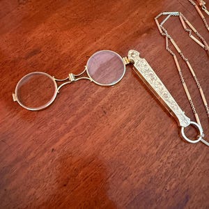 Antique 14K Gold Lorgnette With Chain - Etsy