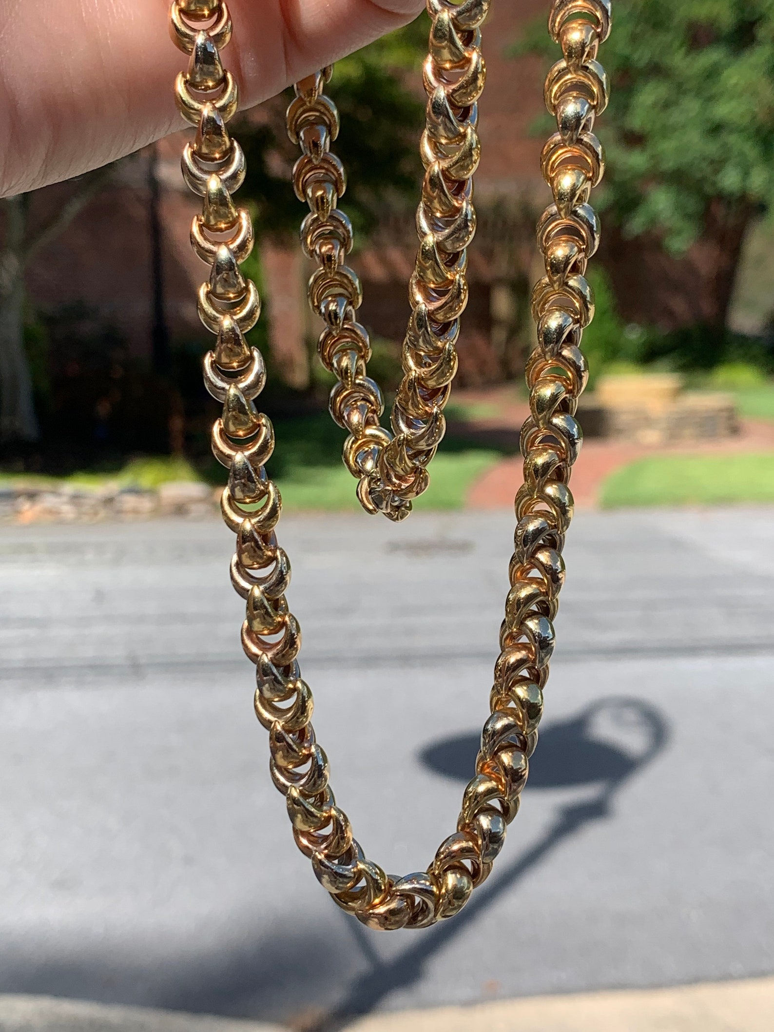 27” Designer MTM 18k Tricolor Half Moon Link Chain Necklace - Etsy