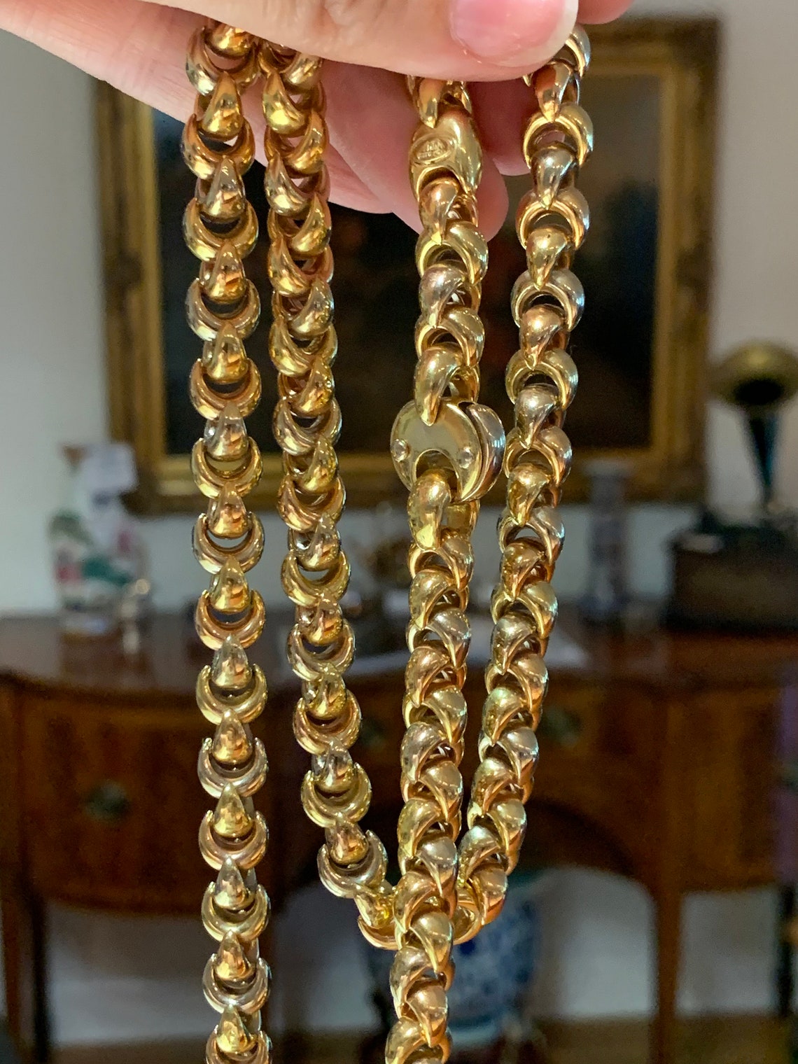 27” Designer MTM 18k Tricolor Half Moon Link Chain Necklace - Etsy