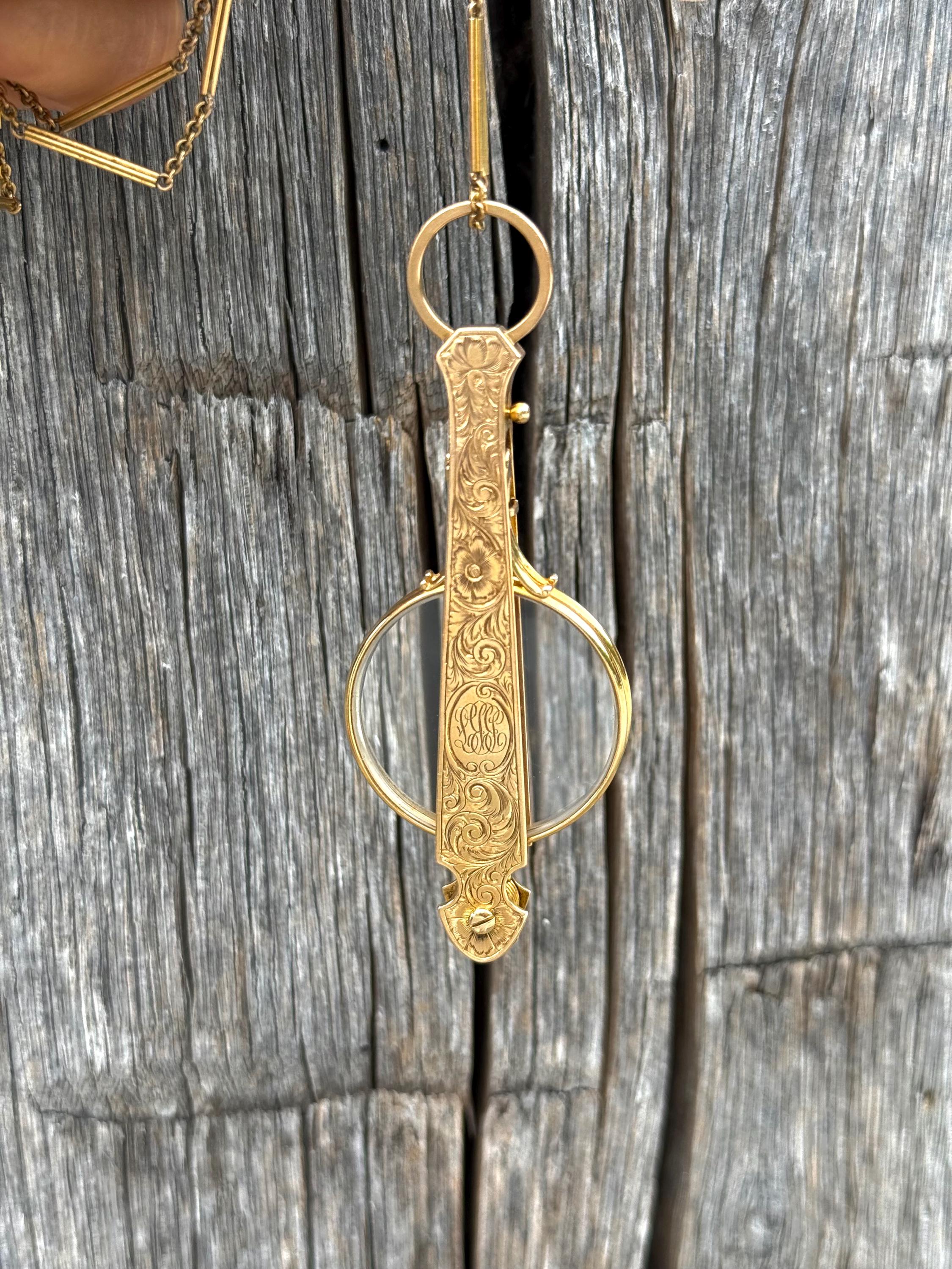 Antique 14K Gold Lorgnette With Chain - Etsy