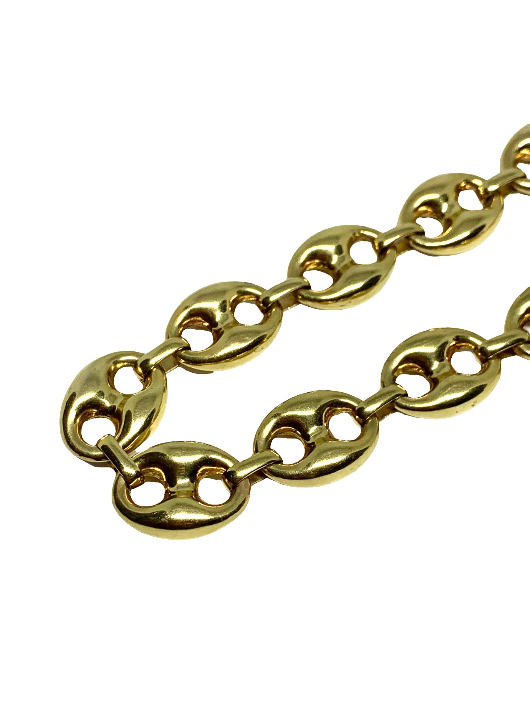 14K Gold Solid Link Chain Necklace - Etsy