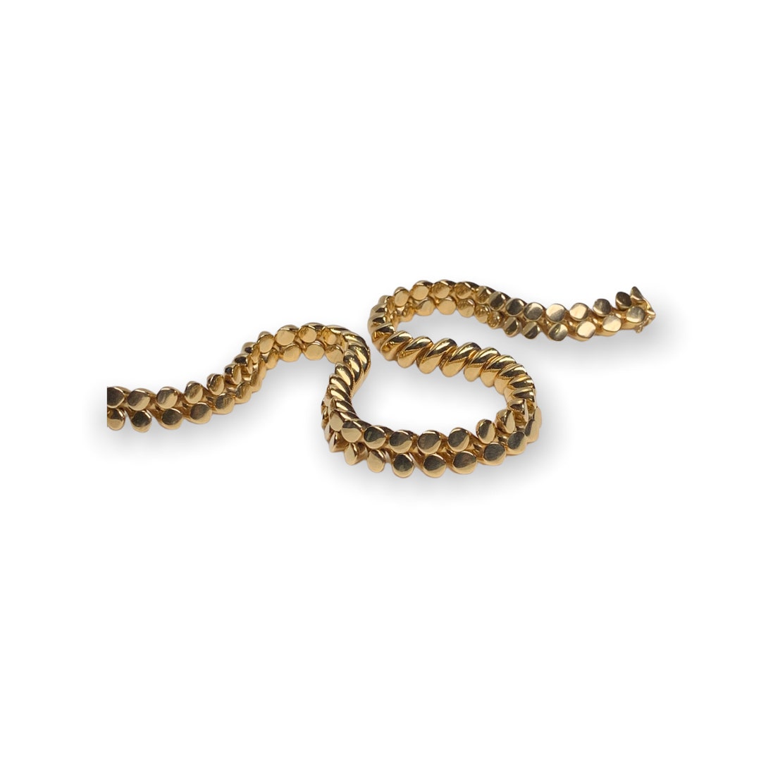 18K Italian LC Solid Gold Macaroni Link Necklace - Etsy