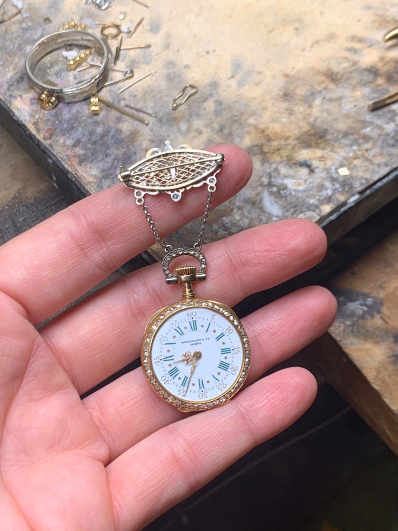 Vintage Enamel Pendant Pocket Watch - Etsy