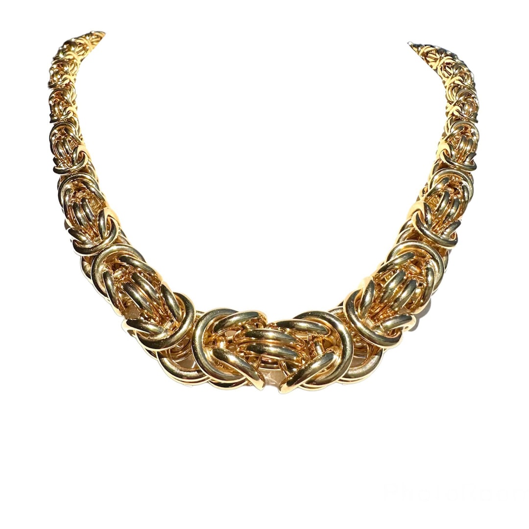 Unoaerre 14K Yellow Gold Byzantine Link Necklace - Etsy