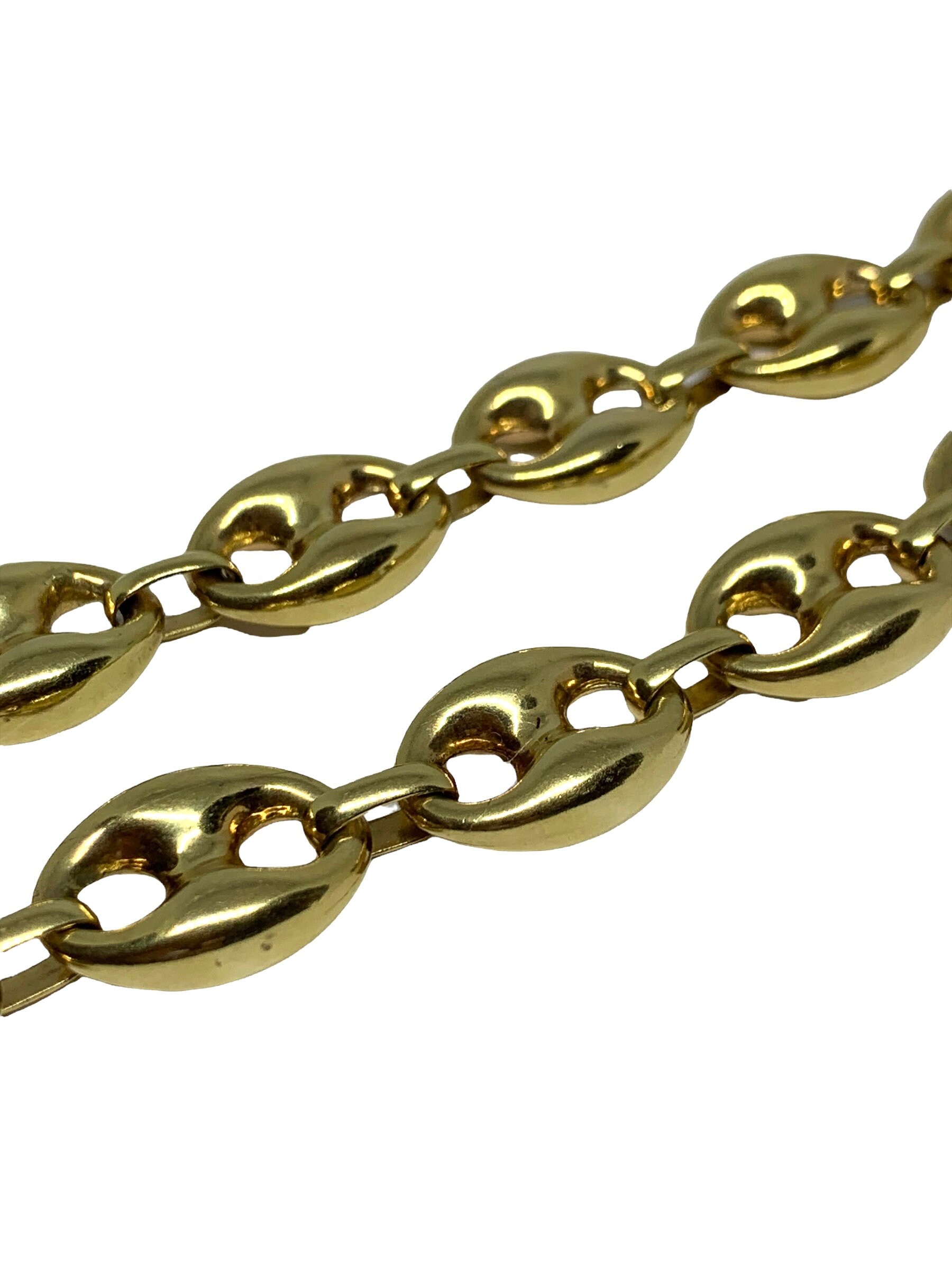 14K Gold Solid Link Chain Necklace - Etsy