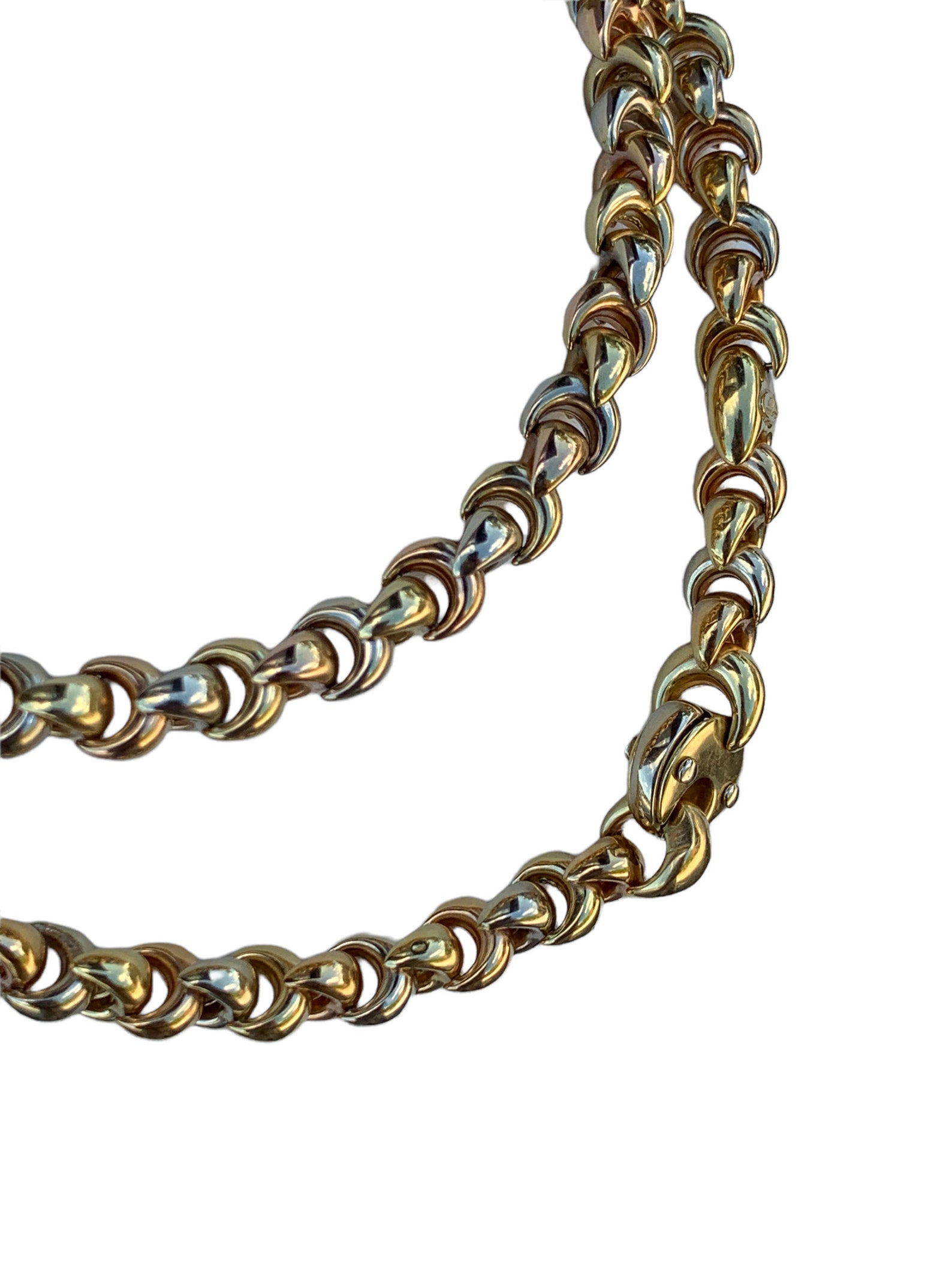 27” Designer MTM 18k Tricolor Half Moon Link Chain Necklace - Etsy