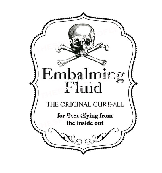 Embalming Fluid Apothecary Label 4 X 6 Inches Digital Download - Etsy