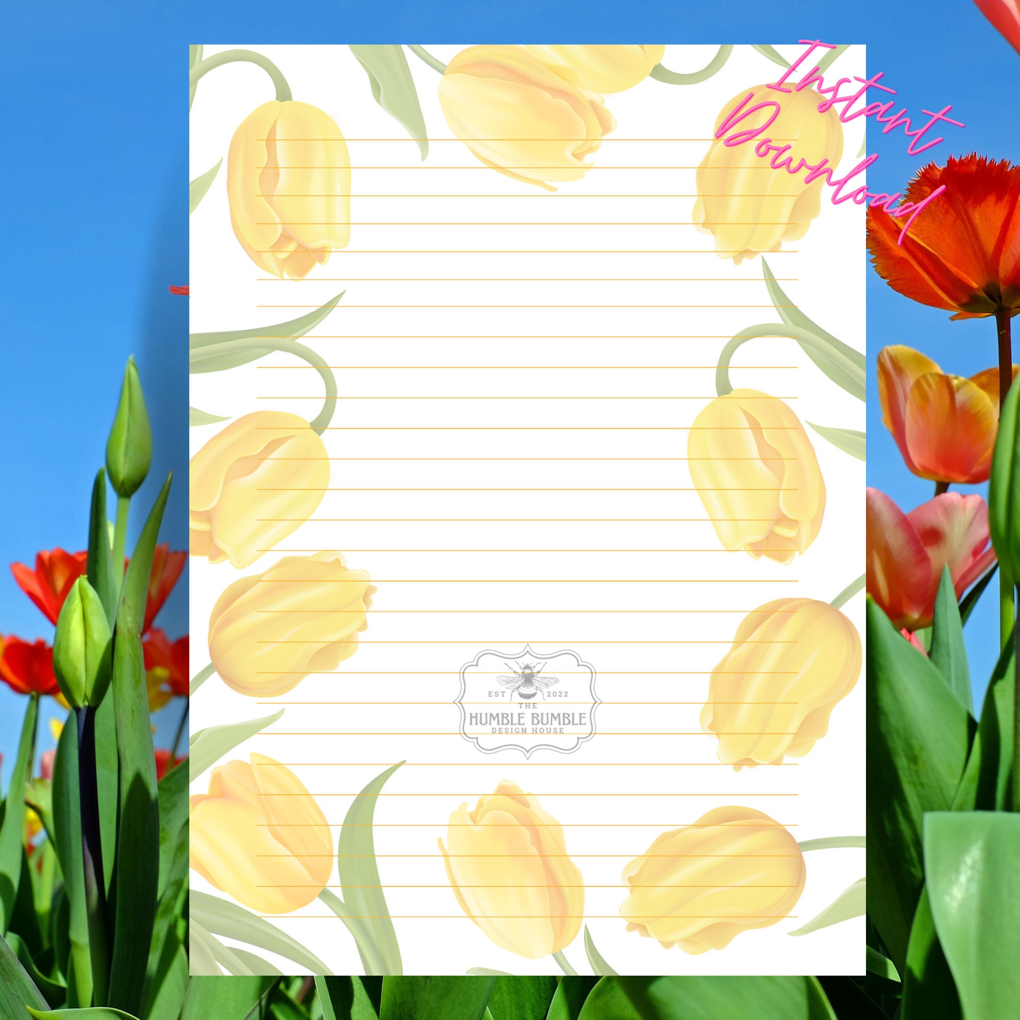 Letter Writing Stationery . Tulips . Summer Stationery . - Etsy