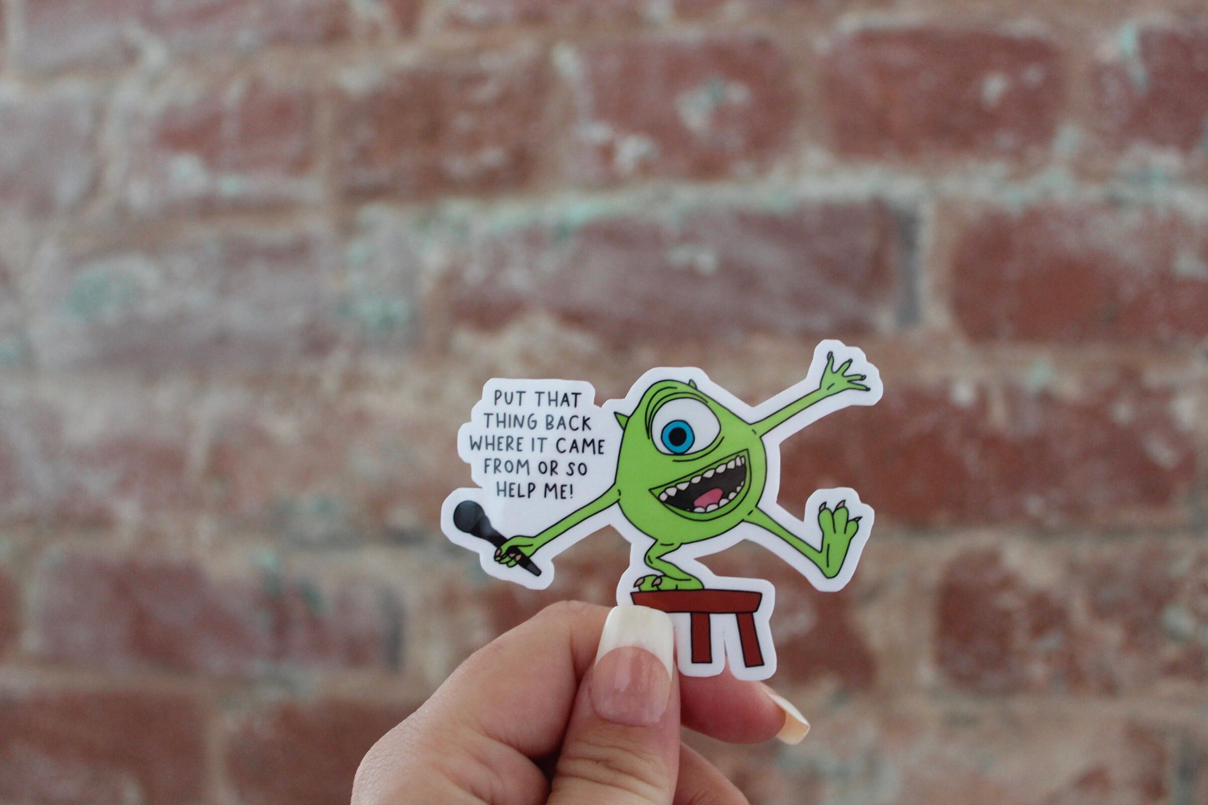 Monsters Inc Mike Wazowski Sticker: Waterproof Glossy Vinyl - Etsy