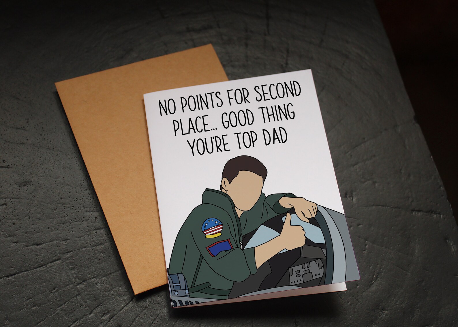 Top Gun Birthday Card For Dad Top Dad Tom Cruise No Points For Second Place Card For Dad