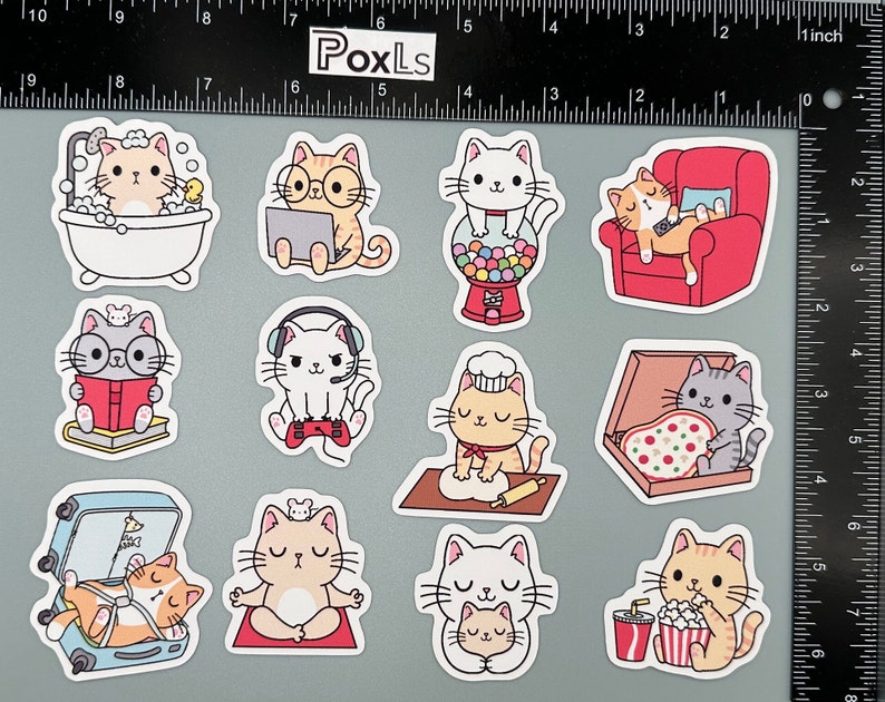 Cute Everyday Cat Stickers Set of 12 Perfect for Planners - Etsy