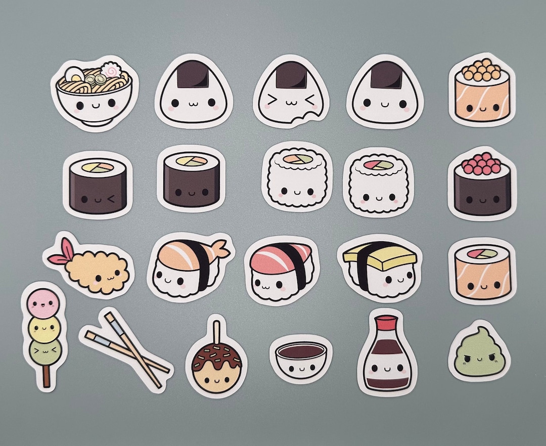 Cute Funny Sushi Stickers Set of 21 Perfect for Planners, Bullet ...