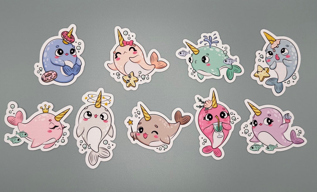 High Quality - You Choose the Material - Cute Narwhal Sticker Pack ...