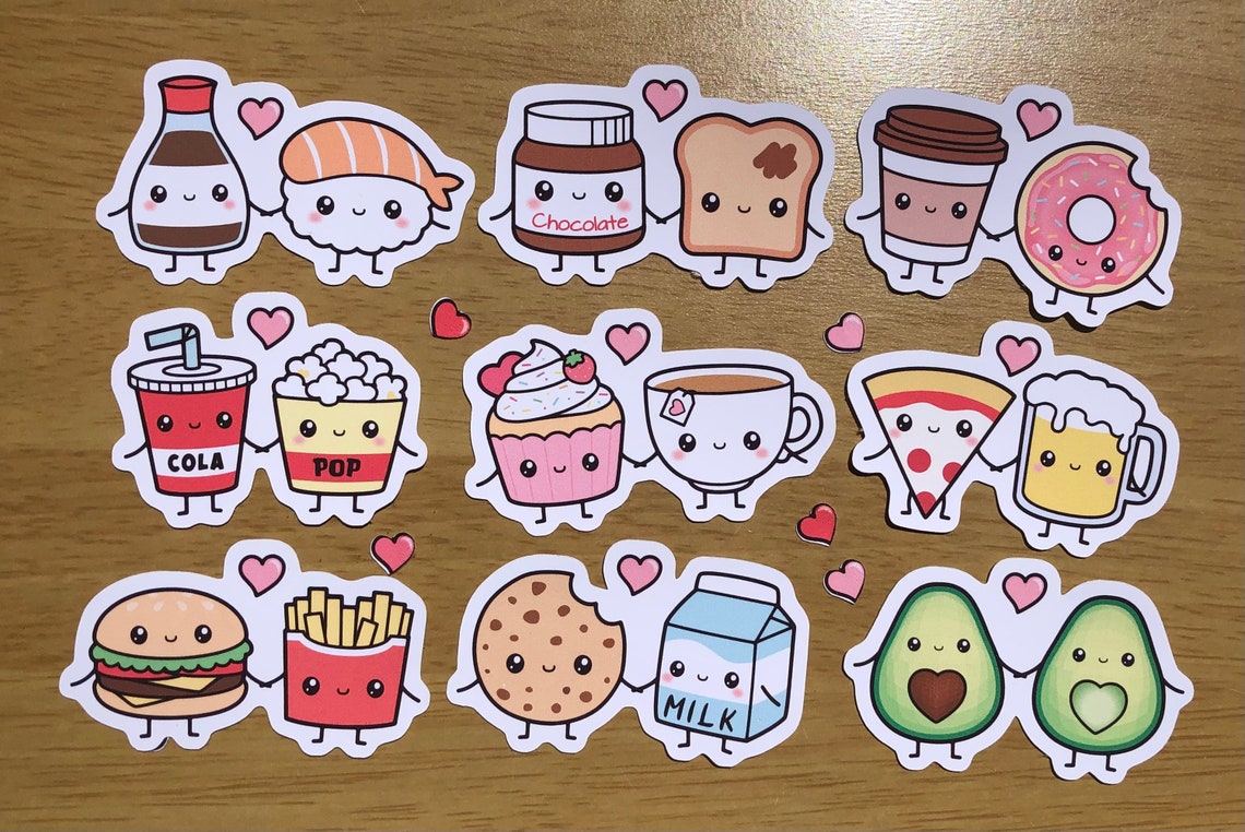 Cute Funny Food Stickers Set of 9 Perfect for Planners - Etsy