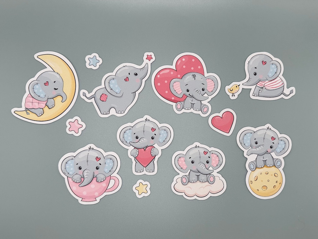 Cute Baby Elephant Stickers - Set of 12 | Perfect for Planners, Bullet ...