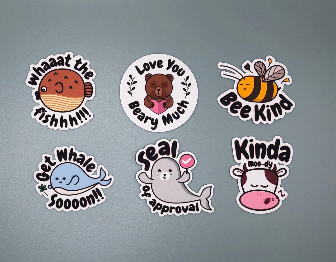 Cute Animal Puns Stickers - Set of 6 | Perfect for Planners, Bullet ...