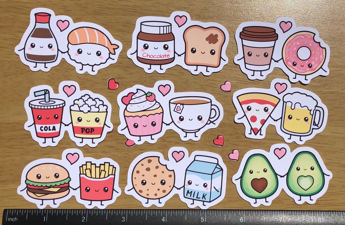Cute Funny Food Stickers Set of 9 Perfect for Planners - Etsy
