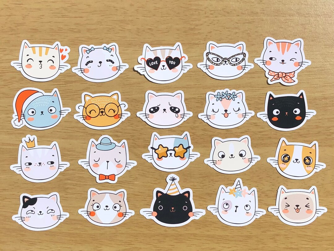 Cute Cat Faces Stickers - Set of 20 | Perfect for Planners, Bullet ...