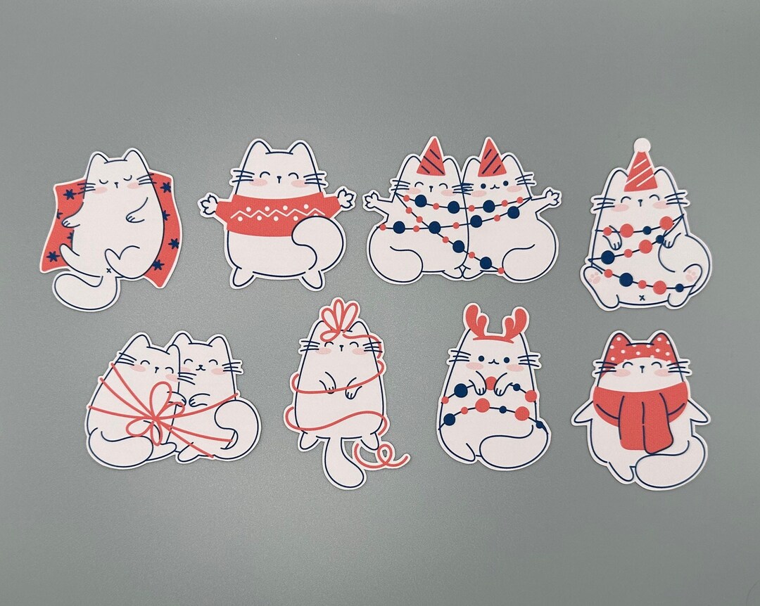Cute Cat Stickers Set of 8 Perfect for Planners, Bullet Journals, and ...
