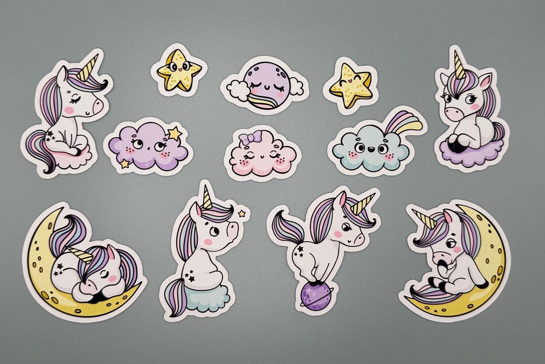 High Quality - You Choose the Material - Cute Unicorn Sticker Pack ...
