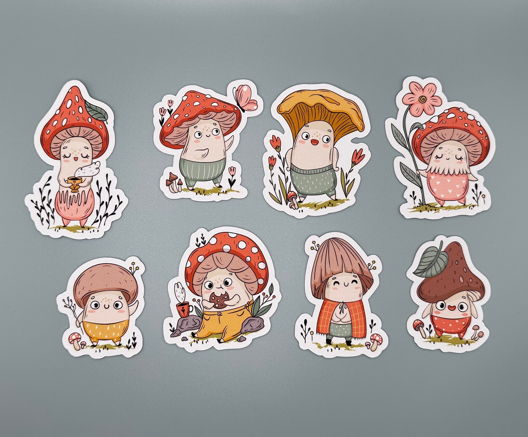 Cute Mushroom Stickers Set of 8 Perfect for Planners - Etsy