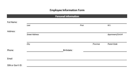 Employee Information Sheet Template Office | Etsy