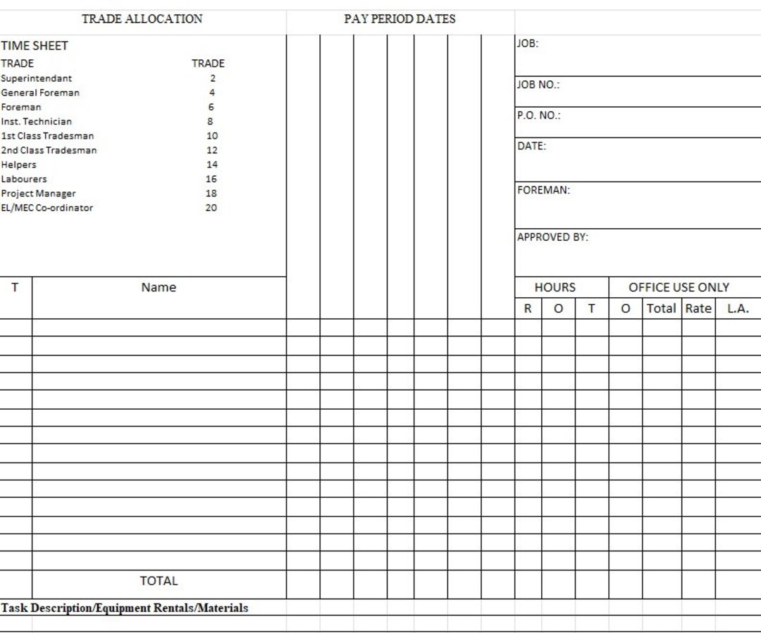 Timesheet Template, Weekly - Etsy Ireland