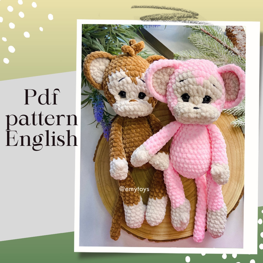 Monkey With Overalls and Dress Crochet Pattern/amigurumi/ Tutorial ...