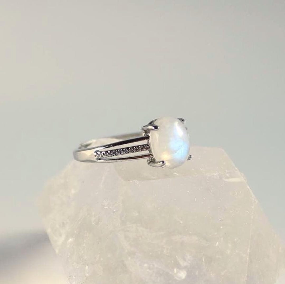 Natural Gemstone Ring: Authentic Moonstone Ring Adjustable, Ethereal ...