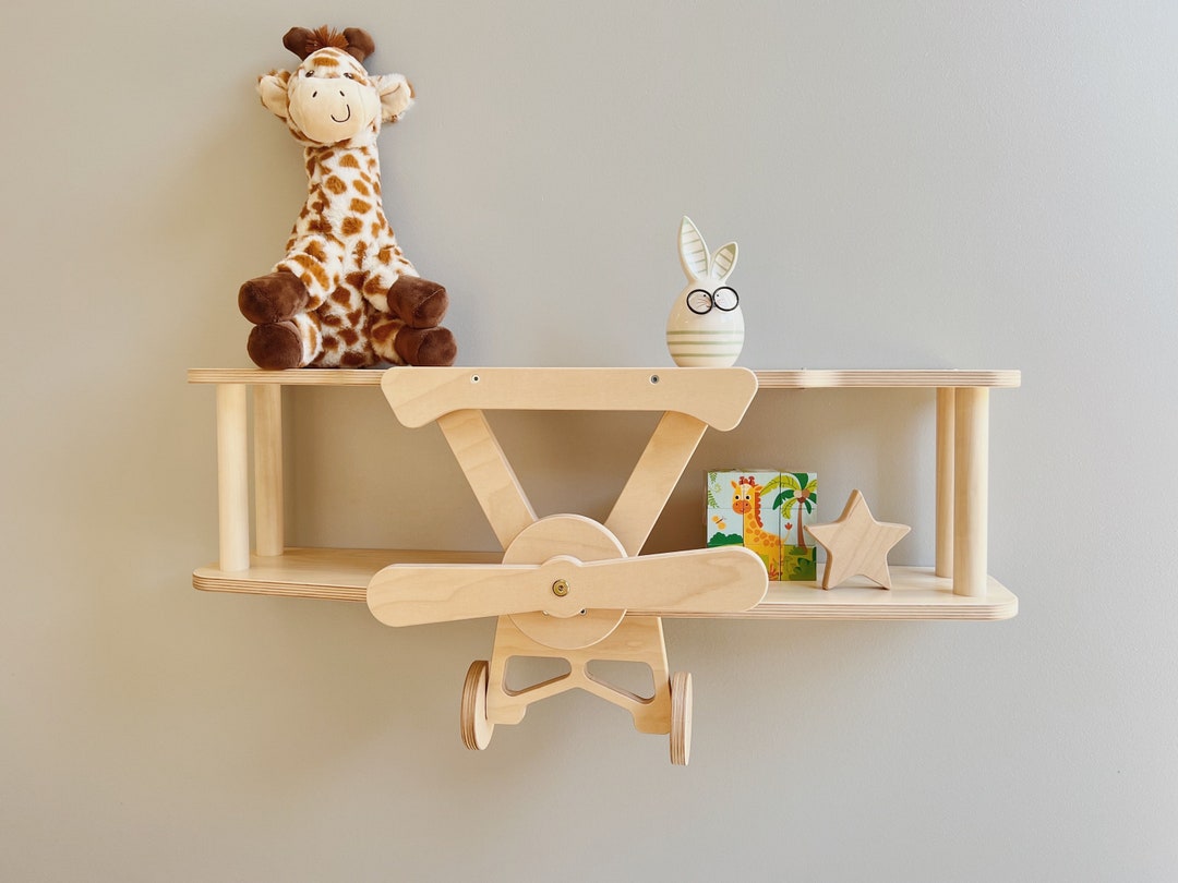 Wooden Aircraft Shelf Kids Room Decor Nursery Furniture Aviation Themed ...