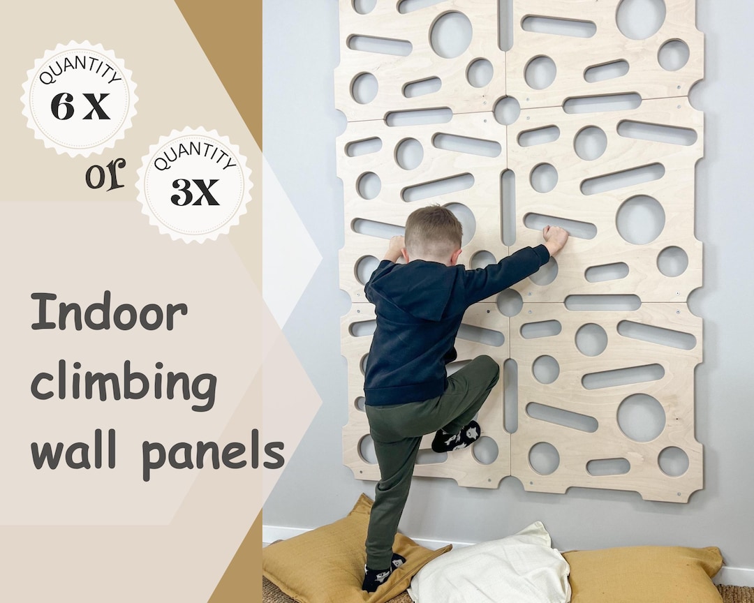 Kids Climbing Wall Panels, Wooden Climbing Holds for Kids, Indoor ...
