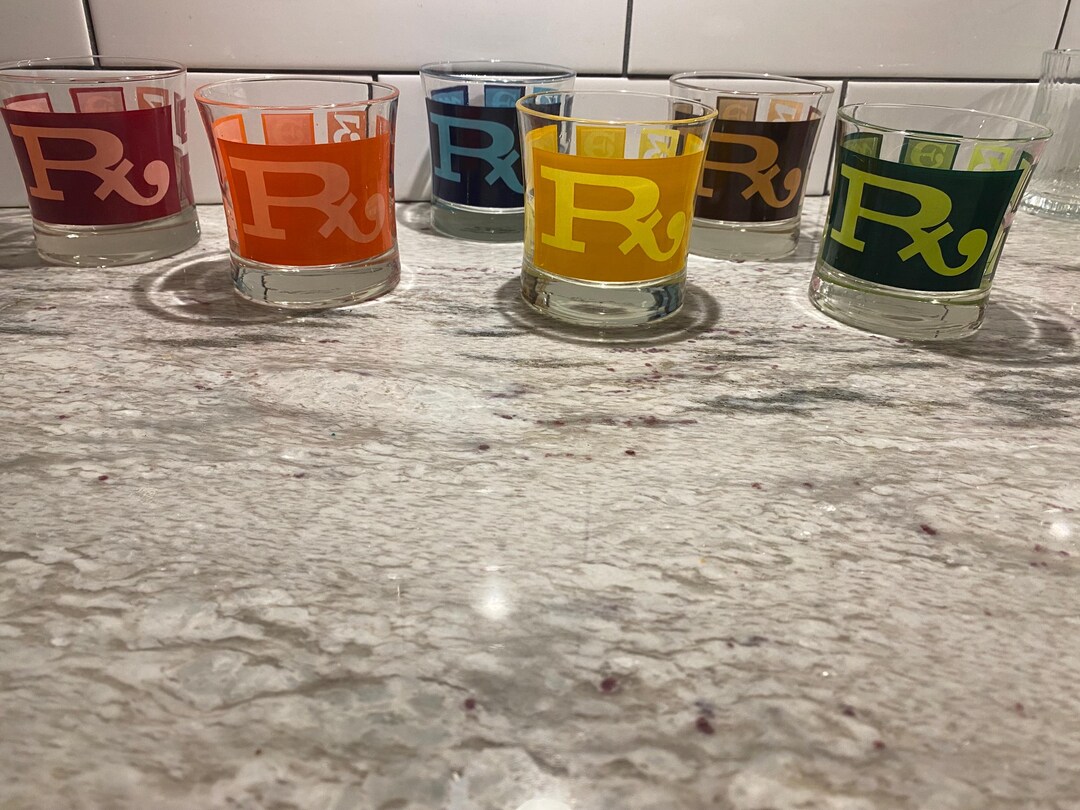 Vintage Glass RX Tumblers - Etsy