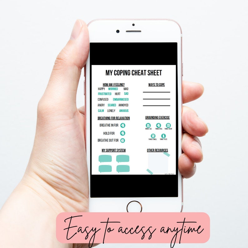 Coping Cheat Sheet for Teens & Adults, Coping Worksheet, Coping Skills ...