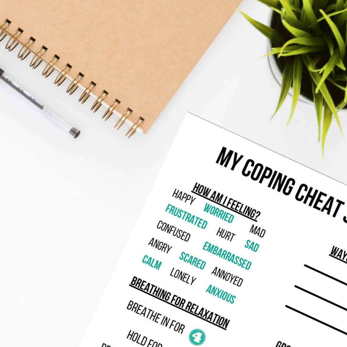 Coping Cheat Sheet for Teens & Adults, Coping Worksheet, Coping Skills ...