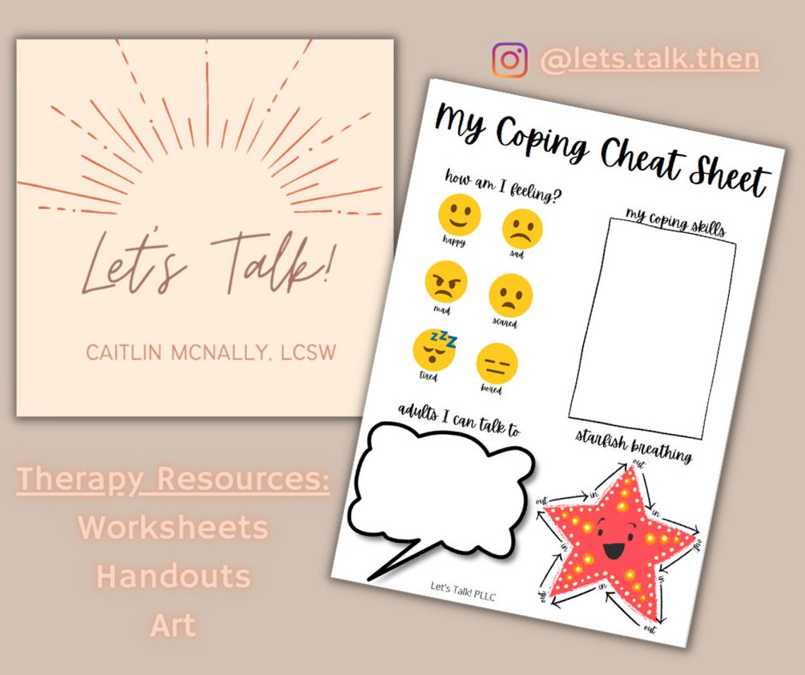 My Coping Cheat Sheet for Kids Therapy Worksheet for Kids | Etsy