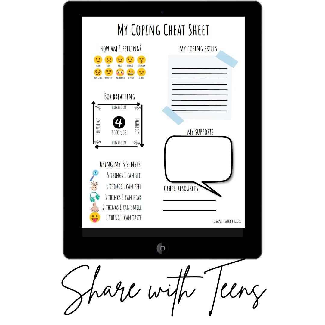 My Coping Cheat Sheet for Teens, Coping Skills Worksheet for Teens ...