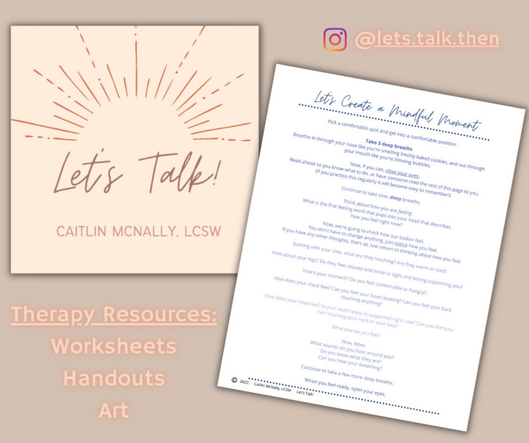 Let's Create a Mindful Moment, Therapy Handout, Therapy Worksheet ...