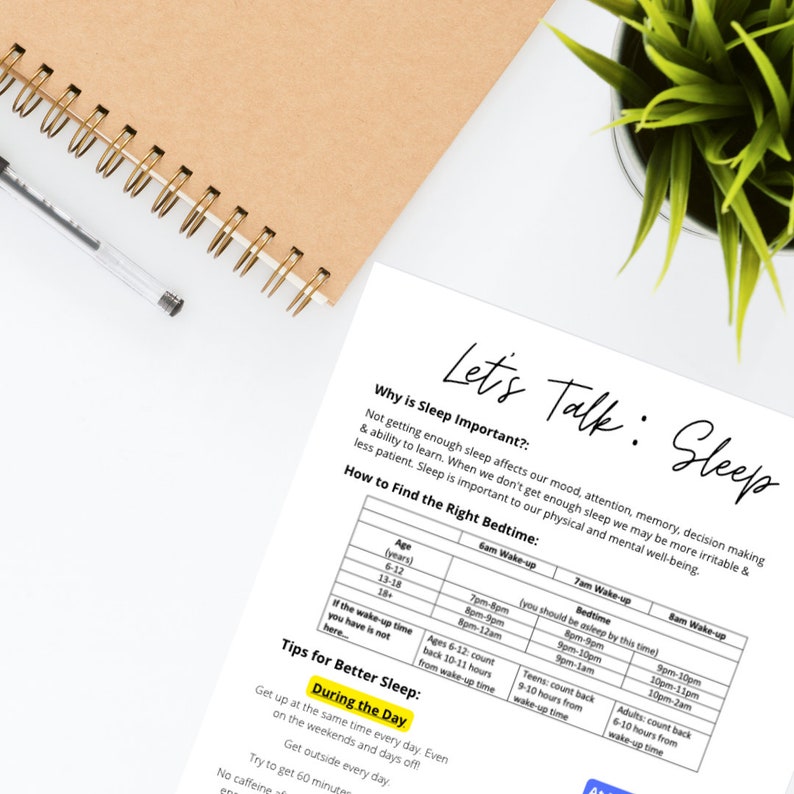 Let's Talk: Sleep, Sleep Handout, Sleep Worksheet, Sleep Tips, Therapy ...